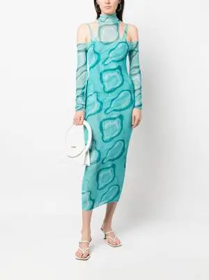 JULFER Graphic-print Semi-sheer Layered Dress