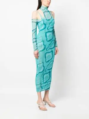 JULFER Graphic-print Semi-sheer Layered Dress