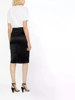 Saint Laurent Satin Midi Pencil Skirt