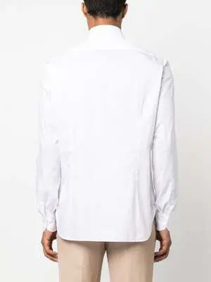 LUIGI BORRELLI Spread Collar Cotton Shirt - White