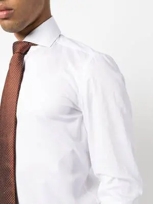 LUIGI BORRELLI Spread Collar Cotton Shirt - White