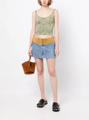 RE/DONE Suede Yoke Mini Skirt