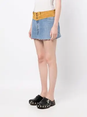 RE/DONE Suede Yoke Mini Skirt