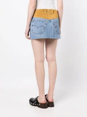 RE/DONE Suede Yoke Mini Skirt