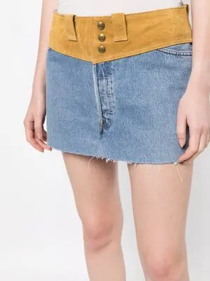 RE/DONE Suede Yoke Mini Skirt