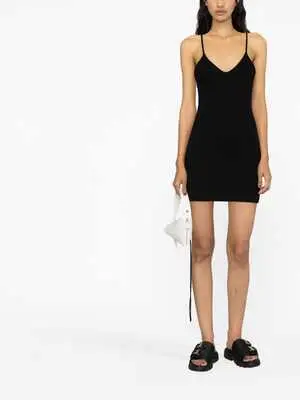 Off-White Lace-up V-neck Mini Dress