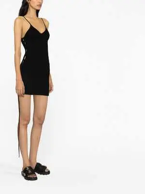 Off-White Lace-up V-neck Mini Dress