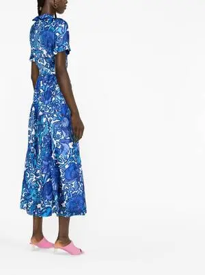 La DoubleJ Belted Mid-calf Dress - Blue