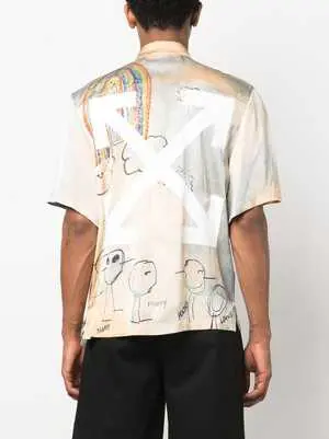 Off-White Cartoon-print Short-sleeved Shirt