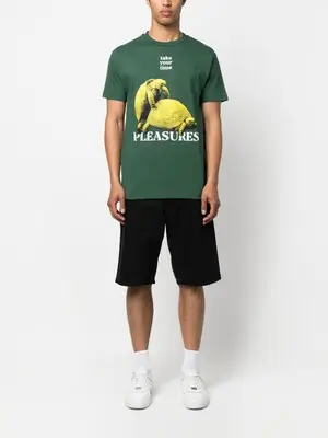 PLEASURES Take Your Time Cotton T-shirt - Green