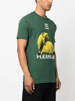 PLEASURES Take Your Time Cotton T-shirt - Green