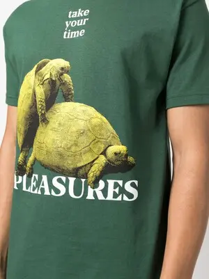 PLEASURES Take Your Time Cotton T-shirt - Green