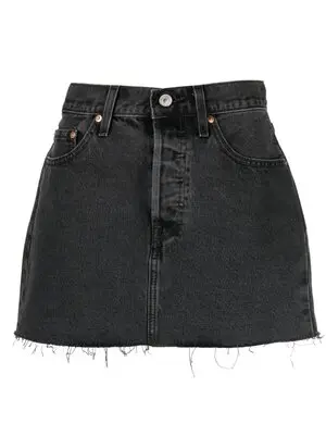LEVI'S Logo-patch Denim Mini Skirt - Black