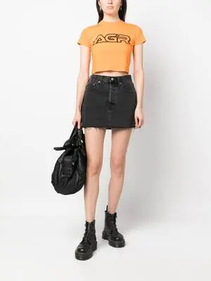 LEVI'S Logo-patch Denim Mini Skirt - Black