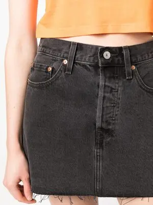 LEVI'S Logo-patch Denim Mini Skirt - Black