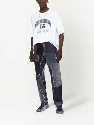 Dolce & Gabbana Patchwork-denim Tapered-leg Jeans