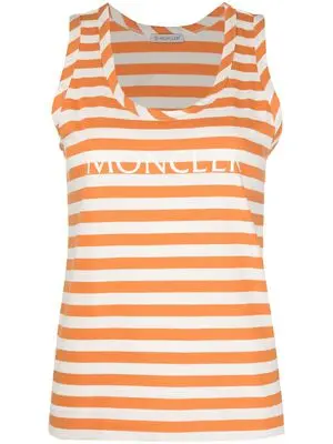 Moncler Striped Logo-print Tank Top - Orange
