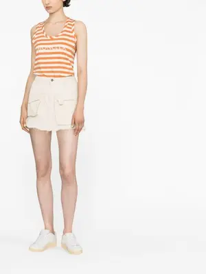Moncler Striped Logo-print Tank Top - Orange