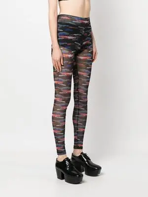 Henrik Vibskov Bird-print Semi-sheer Mesh Leggings - Black