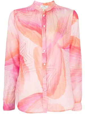 FORTE_FORTE Star-print Long-sleeve Shirt - Pink
