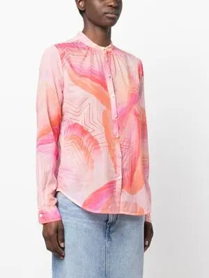 FORTE_FORTE Star-print Long-sleeve Shirt - Pink