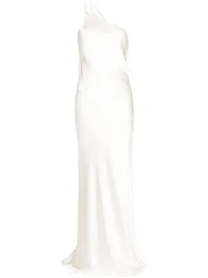 Michelle Mason Single-shoulder Maxi Dress - White