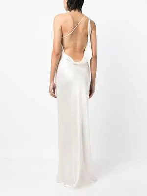 Michelle Mason Single-shoulder Maxi Dress - White