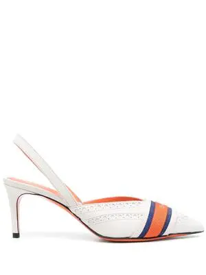 Santoni 75mm Logo-tape Slingback Pumps