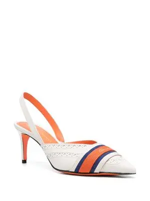Santoni 75mm Logo-tape Slingback Pumps