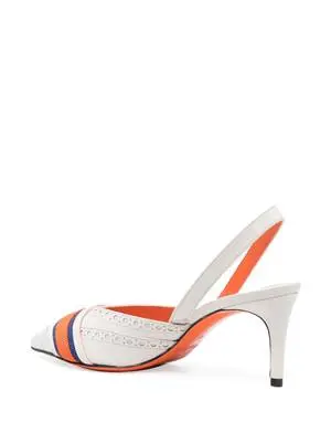 Santoni 75mm Logo-tape Slingback Pumps