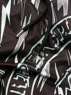 PLEIN SPORT Lightning-print Swim Shorts - Black