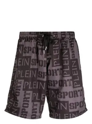PLEIN SPORT Logo-print Swim Shorts - Black