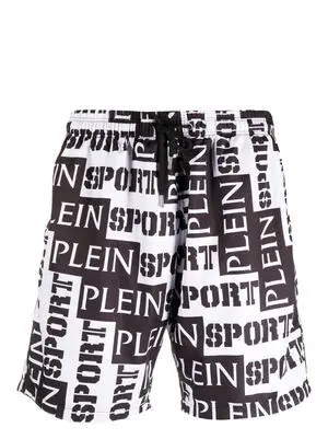 PLEIN SPORT Logo-print Swim Shorts - White