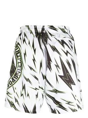 PLEIN SPORT Lightning-print Swim Shorts - White