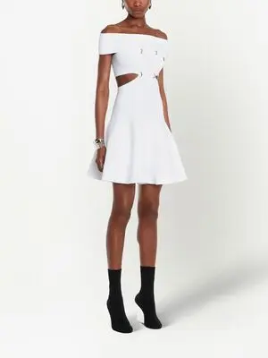 Alexander McQueen Off-shoulder Mini Dress - White