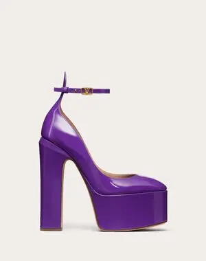 Valentino Garavani Tan-Go Platform Pump In Patent Leather Electric Violet