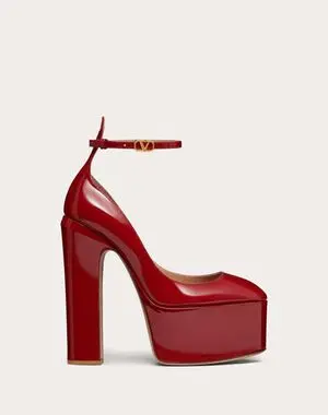 Valentino Garavani Tan-Go Platform Pump In Patent Leather Rosso Valentino