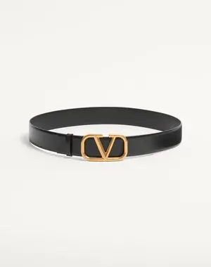 Valentino Garavani Vlogo Signature Calfskin Belt - Black