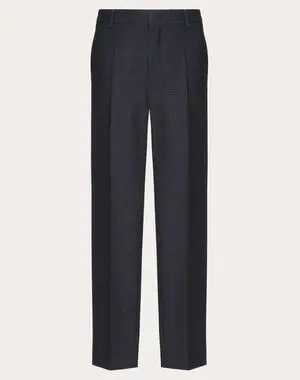 Valentino Garavani Straight Fit Wool Trousers - Navy/black