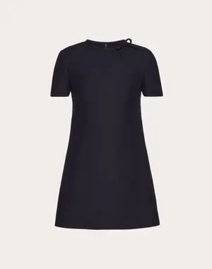 Valentino Garavani Valentino Crepe Couture Short Dress With Pleated Ruffles Navy