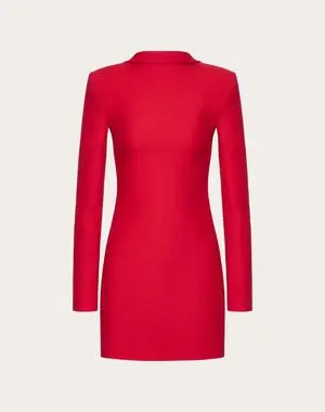 Valentino Garavani Valentino Crepe Couture Short Dress With Pleated Ruffles Red