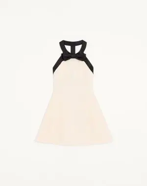 Valentino Garavani Crepe Couture Short Dress With Pleated Ruffles - Vanilla/black