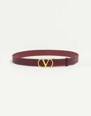 Valentino Garavani VLogo Signature Calfskin Leather Belt Dark Aubergine