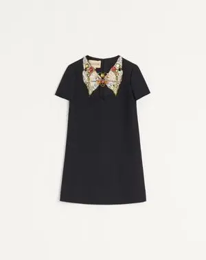 Valentino Garavani Embroidered Crepe Couture Short Dress - Black/multicolour