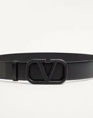 Valentino Garavani Vlogo Signature Calfskin Belt - Black