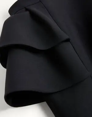 Valentino Garavani Crepe Couture Midi Skirt With Satin Flounce And Velvet Bow Belt