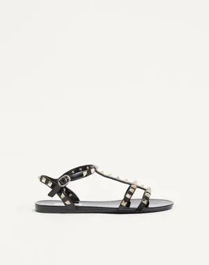 Valentino Garavani Rockstud Flat Sandals - Black