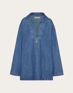 Valentino Garavani Denim Chambray Kaftan Dress