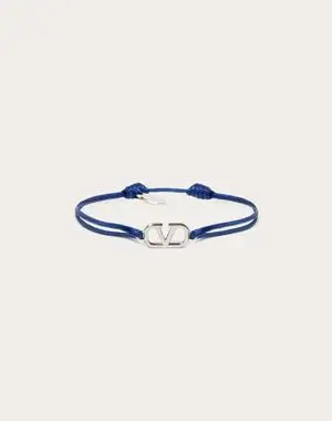 Valentino Garavani Valentino Garavani VLogo Signature Cotton Bracelet Dark Blue
