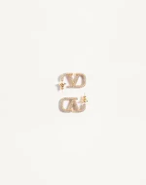 Valentino Garavani Vlogo Signature Metal Earring - Gold/crystal